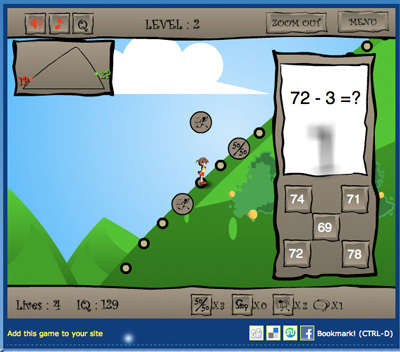 Met Math Mountain kun je je basisvaardigheden oefenen. Je kunt tegen de ...